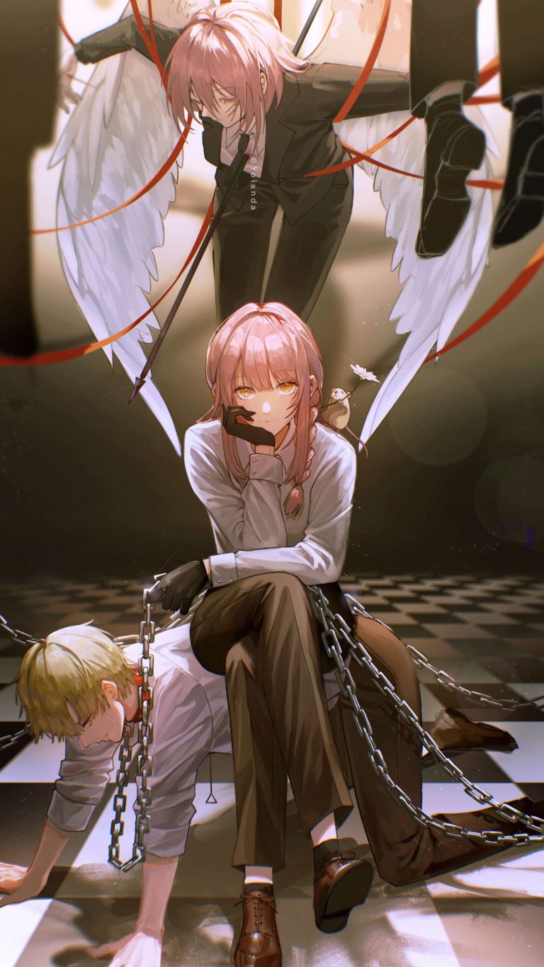 Denji and Makima 1080x1920 lock screen wallpaper