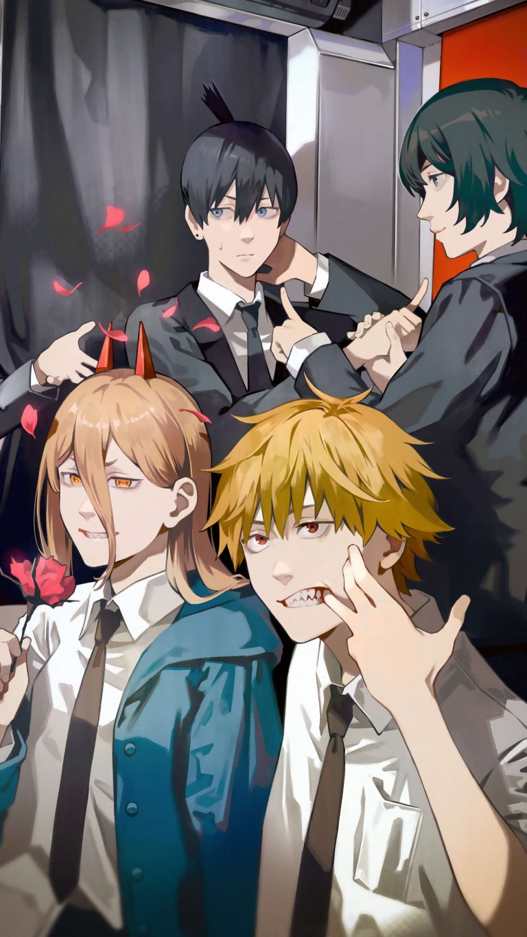 Denji and Power 720x1280 anime background